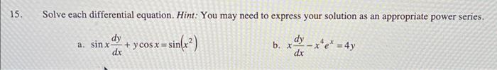 Solved 5. Solve each differential equation. Hint: You may | Chegg.com