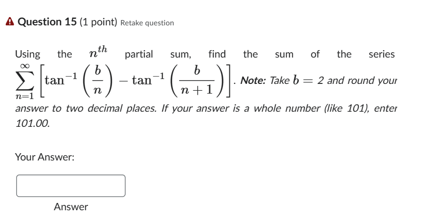 Solved Question 15 (1 ﻿point) ﻿Retake questionUsing the nth | Chegg.com