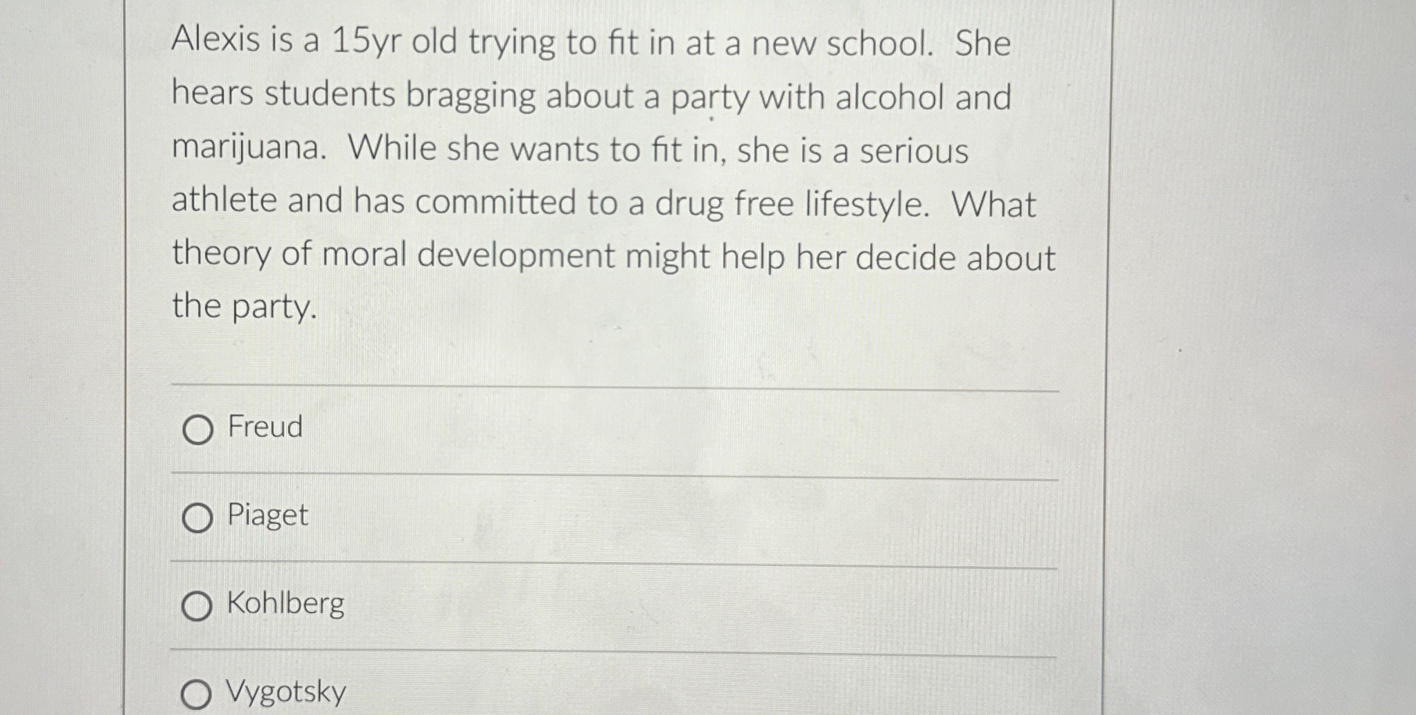Solved Alexis is a 15y ﻿rold trying to fit in at a new | Chegg.com