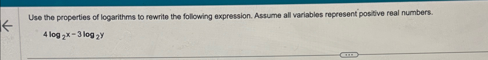 Solved Use the properties of logarithms to rewrite the | Chegg.com