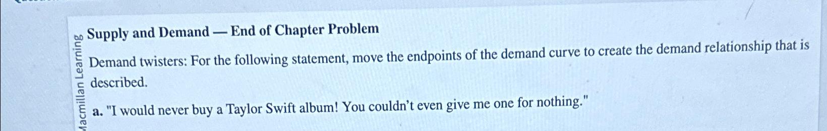 Solved Supply and Demand — ﻿End of Chapter ProblemDemand | Chegg.com