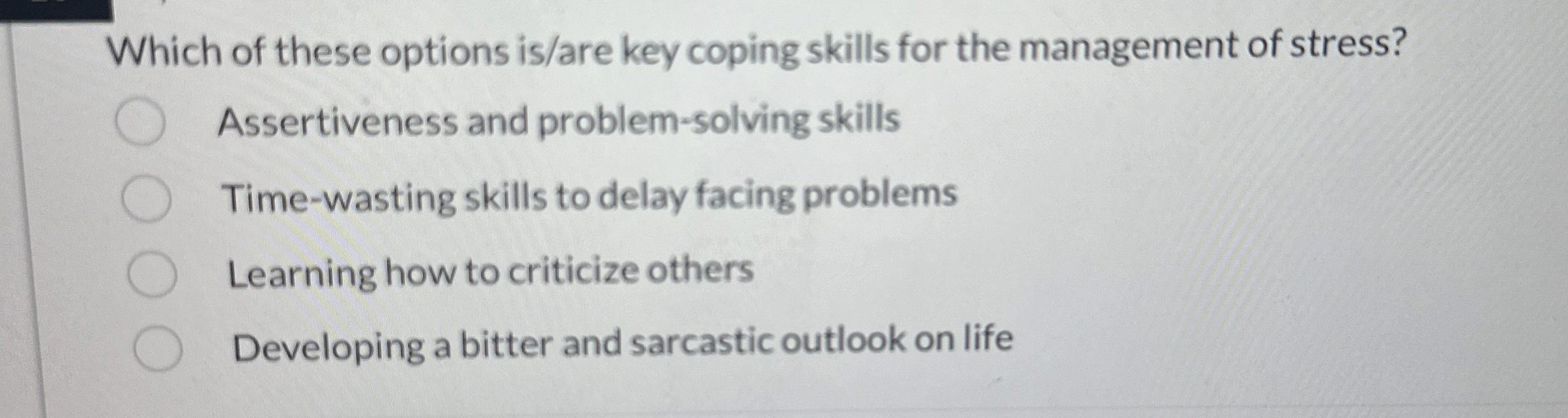 Solved Which of these options is/are key coping skills for | Chegg.com