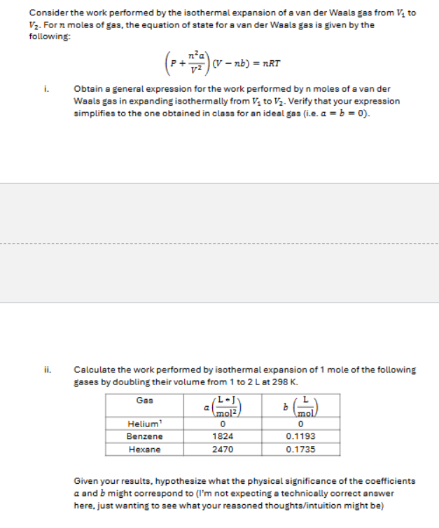 Solved Consider the work performed by ﻿the isothermal | Chegg.com