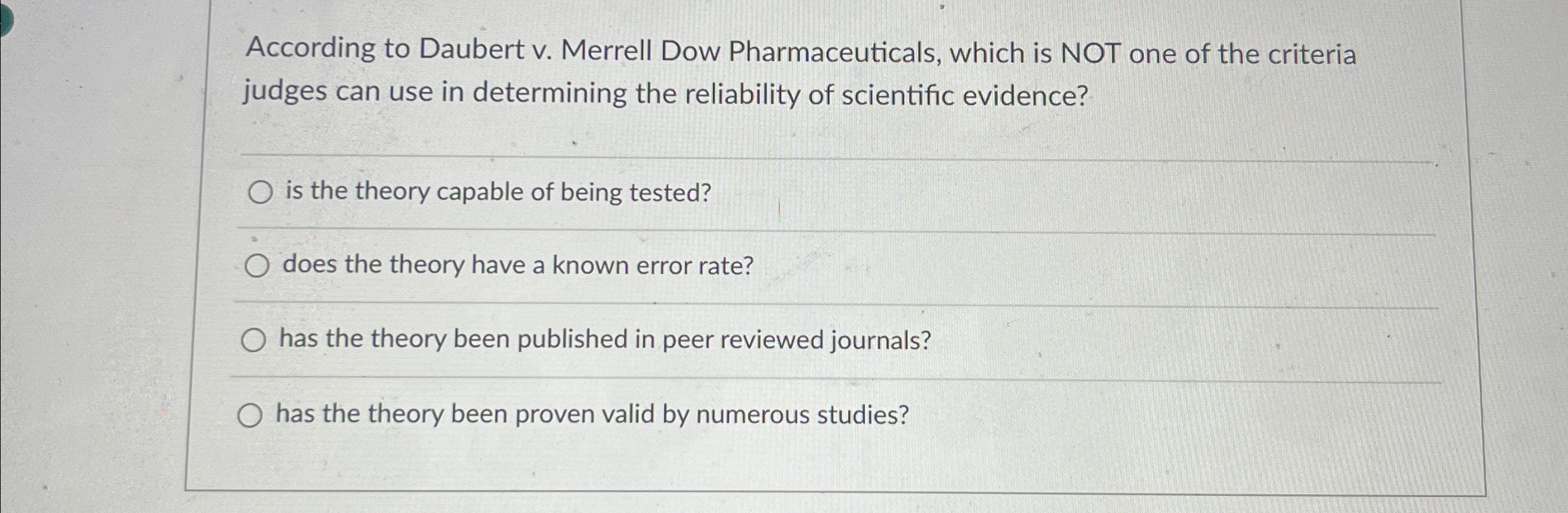 Solved According to Daubert v. ﻿Merrell Dow Pharmaceuticals, | Chegg.com