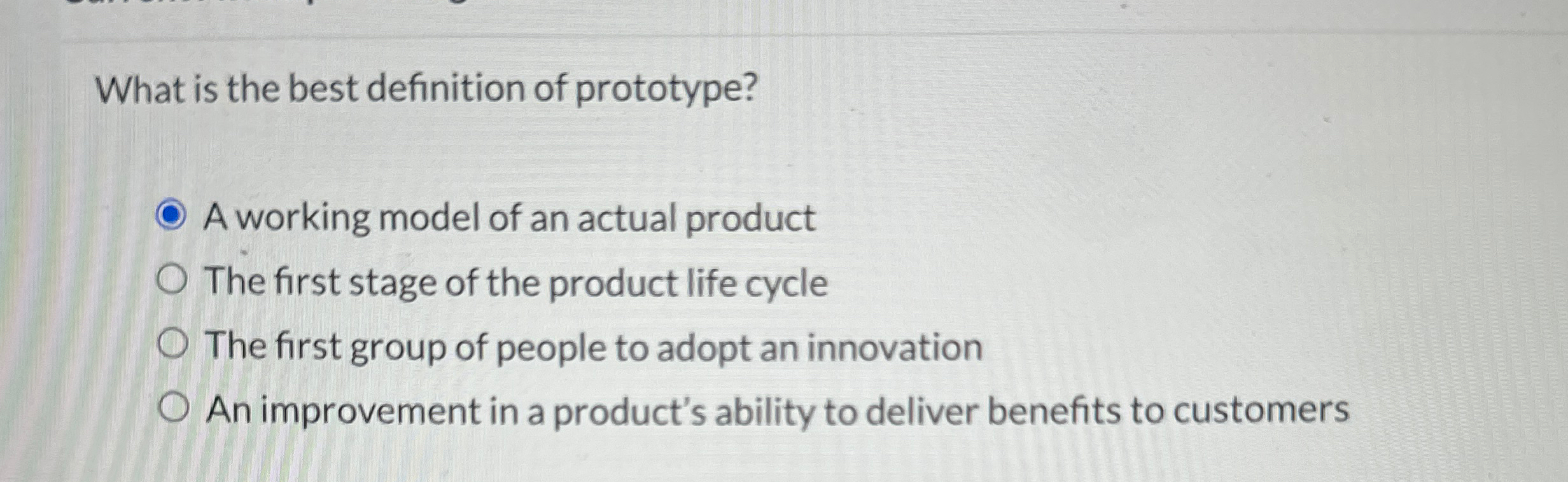 Solved What is the best definition of prototype?A working | Chegg.com