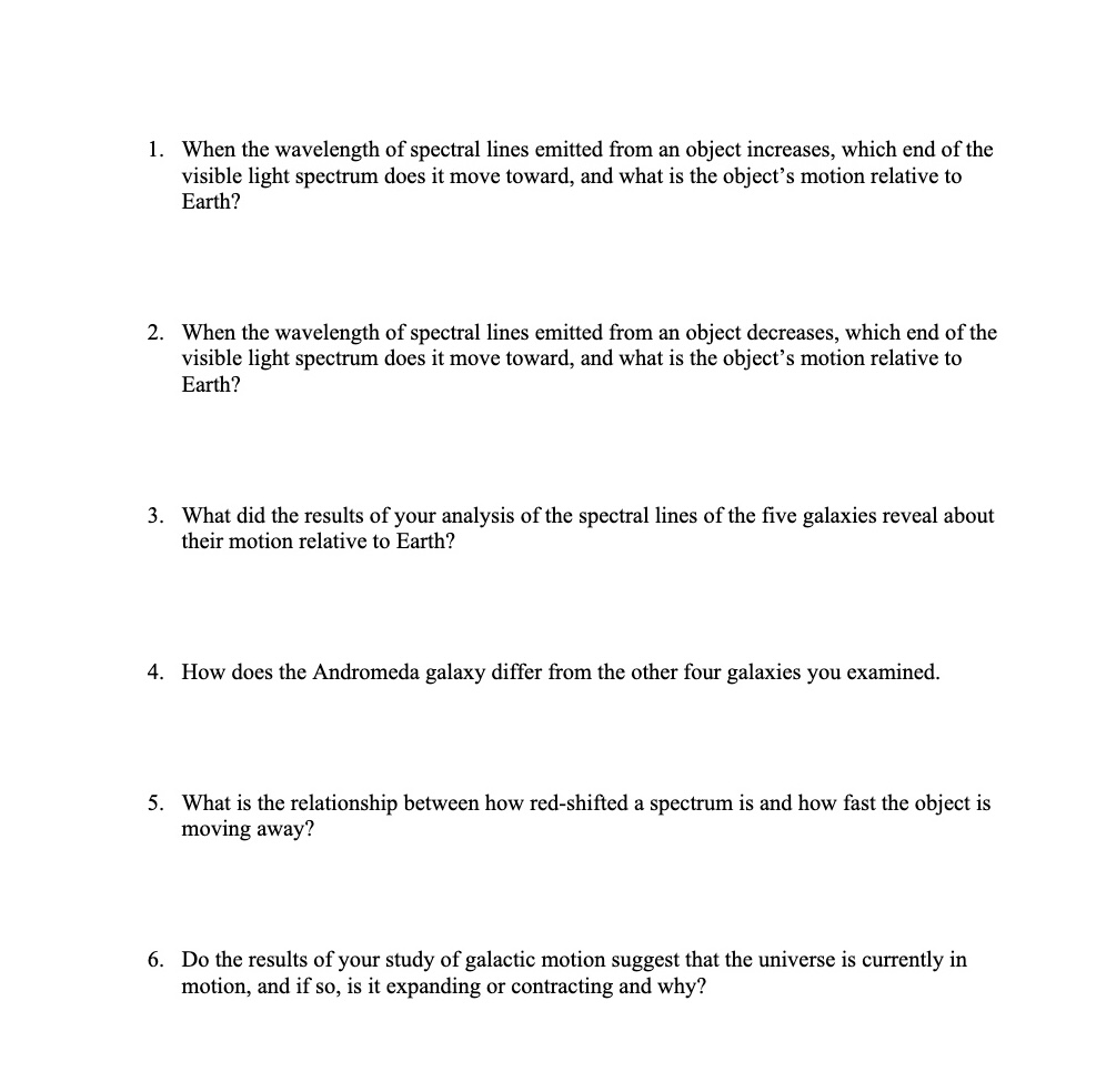 Solved When the wavelength of spectral lines emitted from an | Chegg.com
