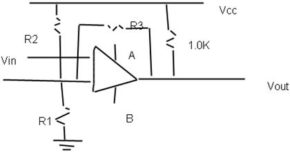 Solved Design a schmitt trigger using a 311 comparator with | Chegg.com