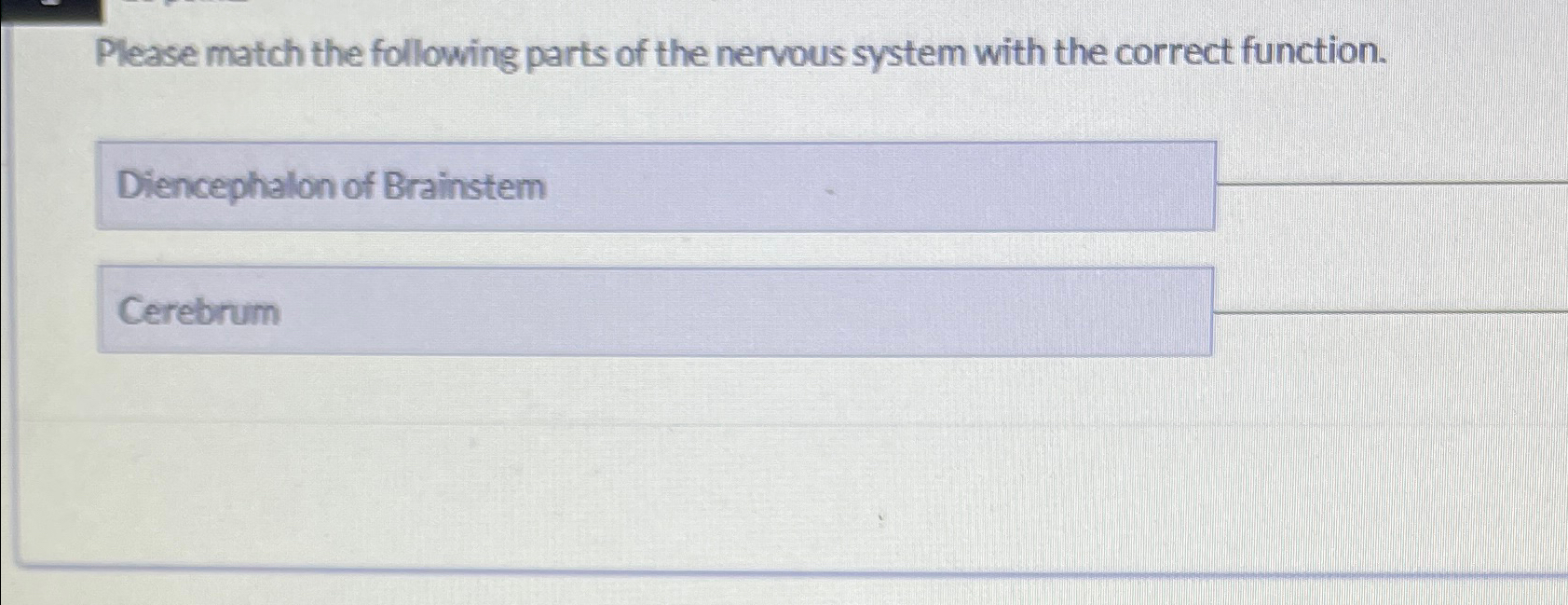 Solved Please match the following parts of the nervous | Chegg.com