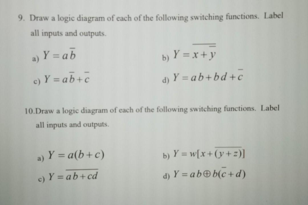 Solved 9. Draw a logic diagram of each of the following | Chegg.com