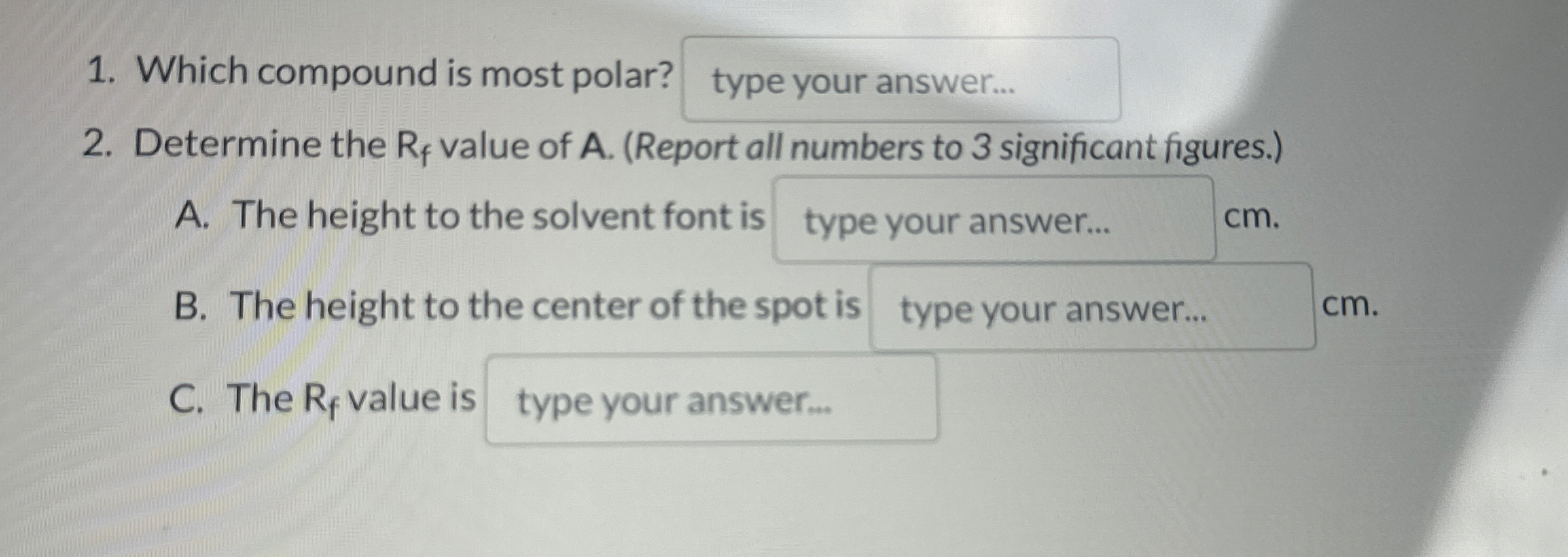Solved Answer the questions about the TLC plate.Which | Chegg.com