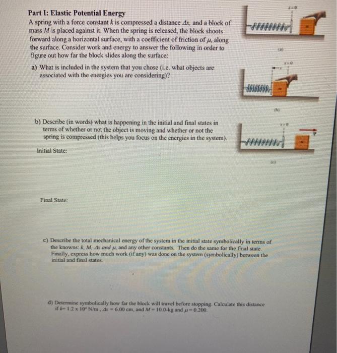 Solved Part I: Elastic Potential Energy A spring with a | Chegg.com