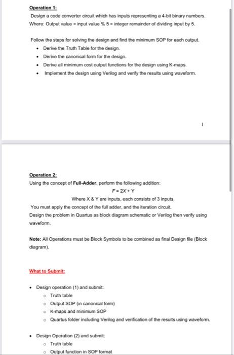 Operation 1: Design a code converter circuit which | Chegg.com