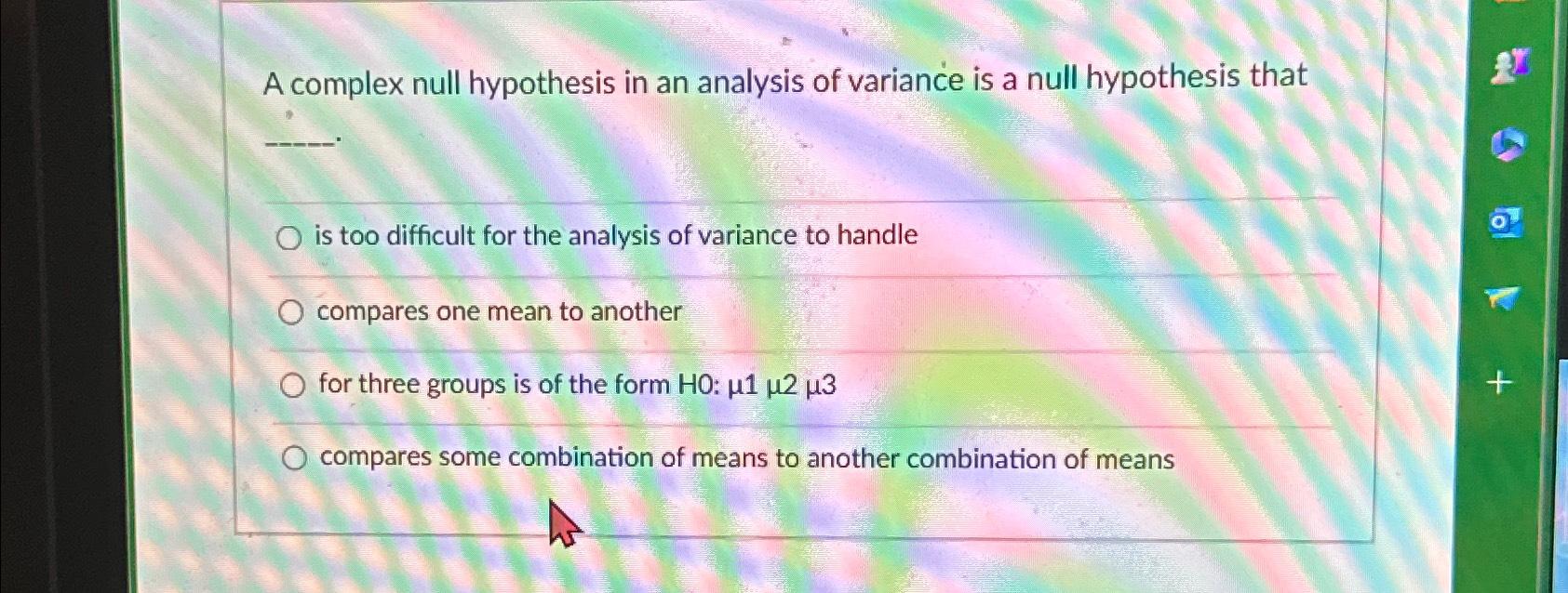 Solved A complex null hypothesis in an analysis of variance | Chegg.com