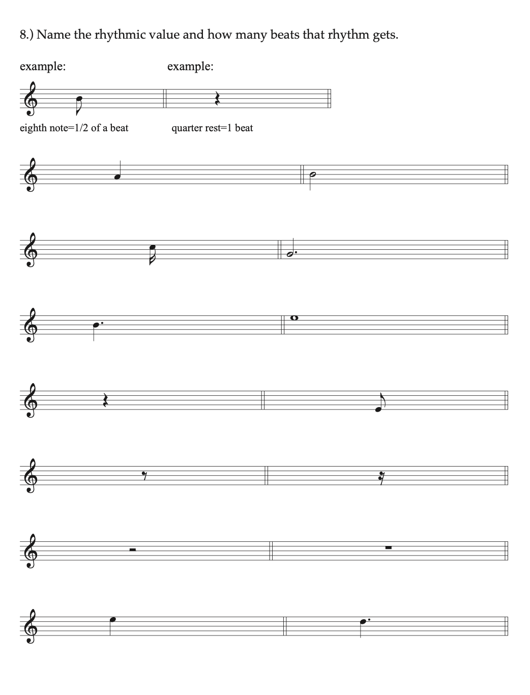 8.) ﻿Name the rhythmic value and how many beats that | Chegg.com