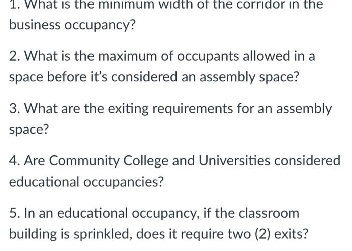 Solved 1. What is the minimum width of the corridor in the | Chegg.com