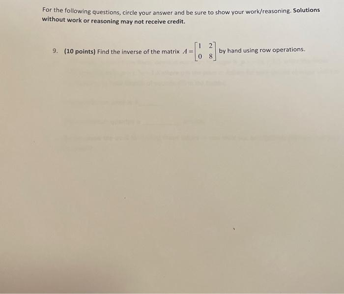 for the following questions, circle your answer, and | Chegg.com