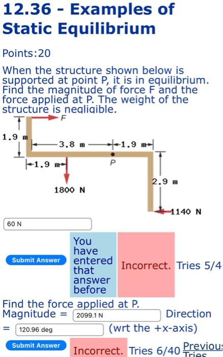 12.36 - Examples of Static Equilibrium Points:20 When | Chegg.com