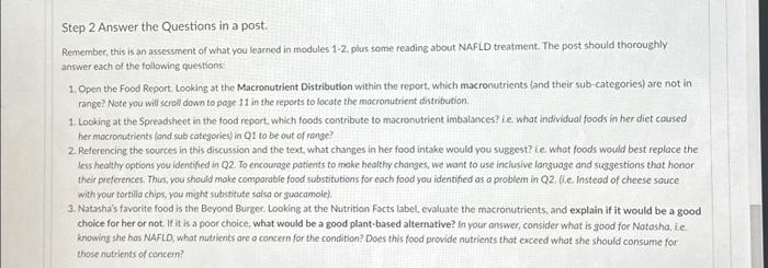 Solved Step 2 Answer the Questions in a post. Remember, this | Chegg.com