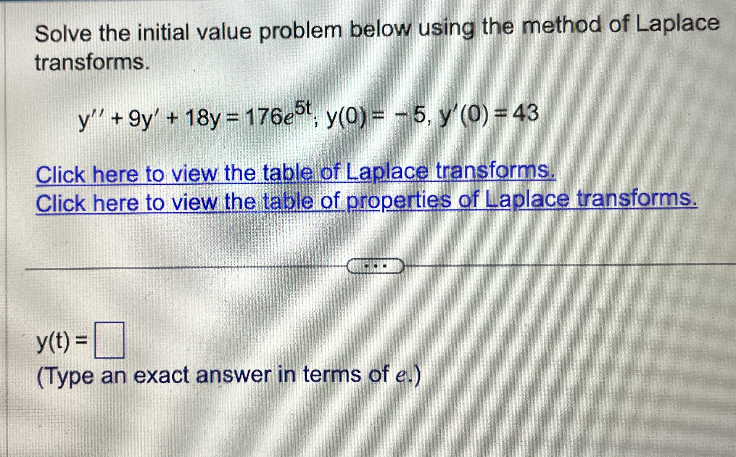 Solved Solve the initial value problem below using the | Chegg.com