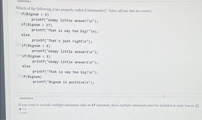 Solved Which of the following is/are properly coded if | Chegg.com