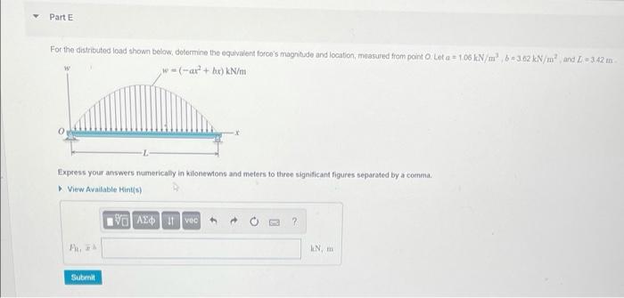 Solved Part E For the distributed load shown below.determine | Chegg.com