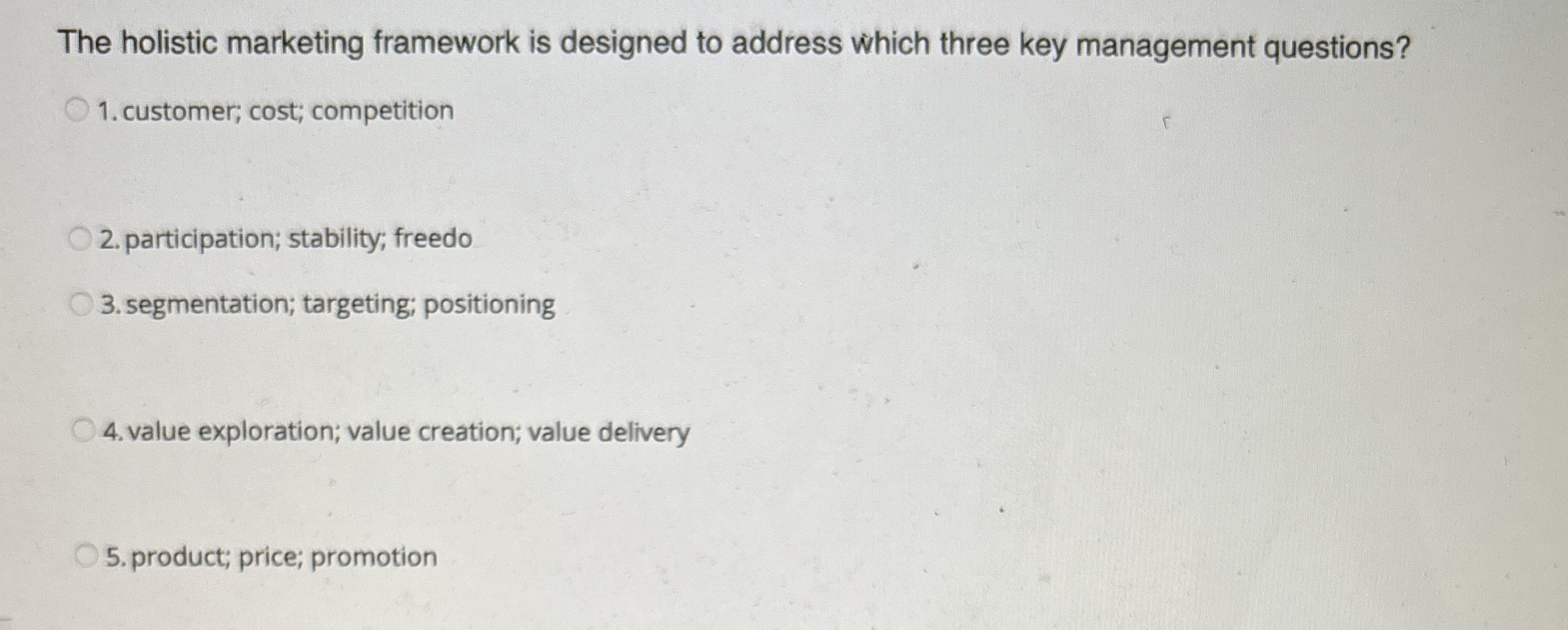 Solved The holistic marketing framework is designed to | Chegg.com