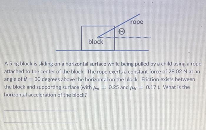 Solved A 5 kg block is sliding on a horizontal surface while | Chegg.com