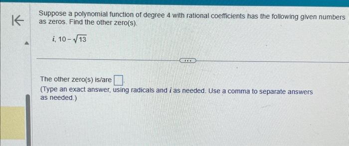 Solved Suppose a polynomial of degree 4 with rational | Chegg.com