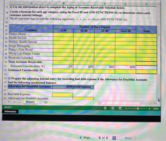 Solved 1. Prepare an aging of accounts receivable and | Chegg.com