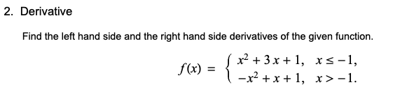 Solved DerivativeFind the left hand side and the right hand | Chegg.com