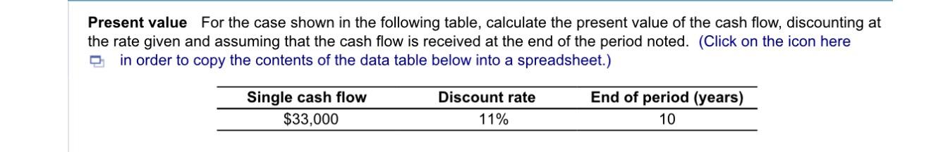 Solved Present value For the case shown in the following | Chegg.com