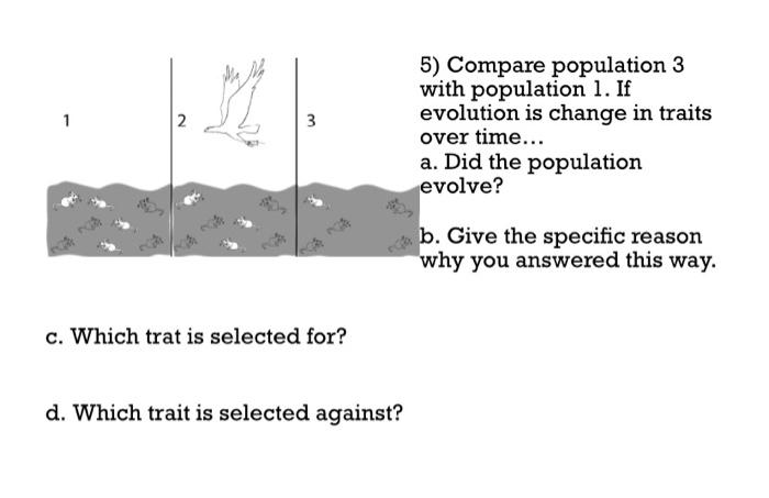 Solved 1 2 3 5) Compare population 3 with population 1. If | Chegg.com