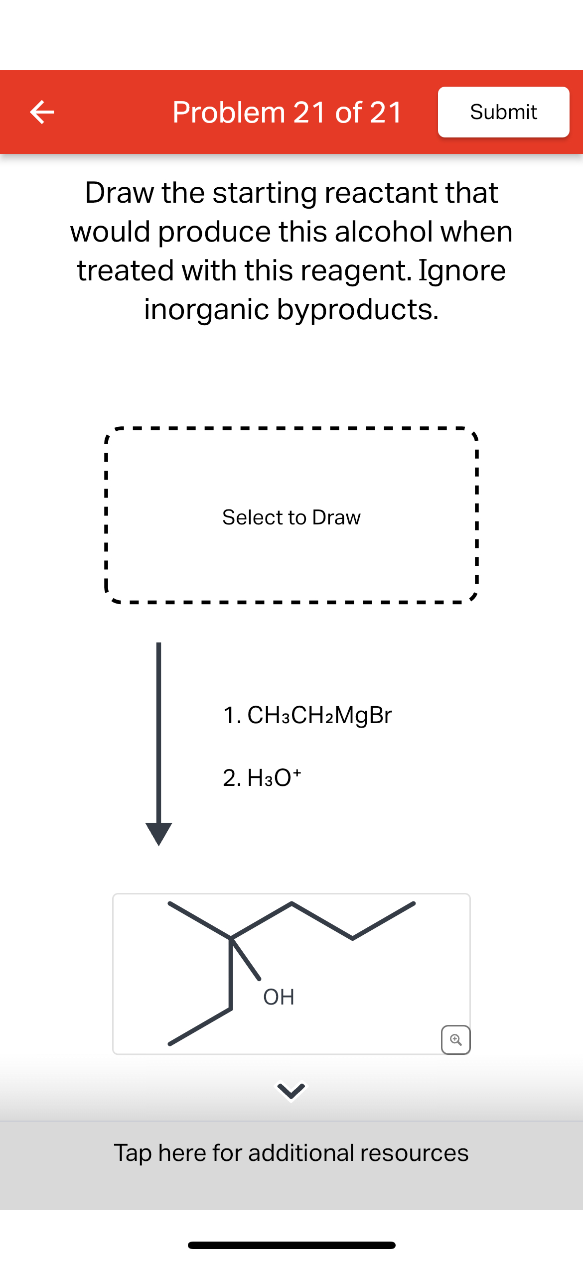 Solved Problem 21 ﻿of 21Draw the starting reactant that | Chegg.com