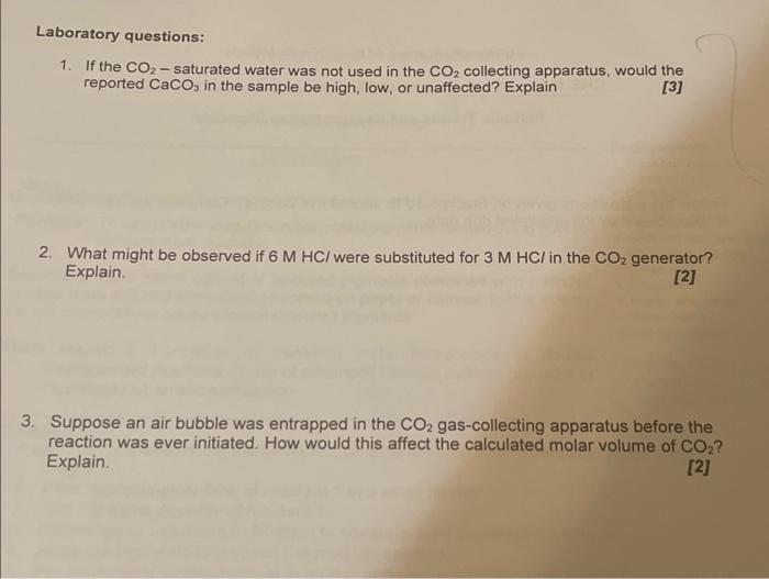 Solved Laboratory questions: 1. If the CO2 - saturated water | Chegg.com