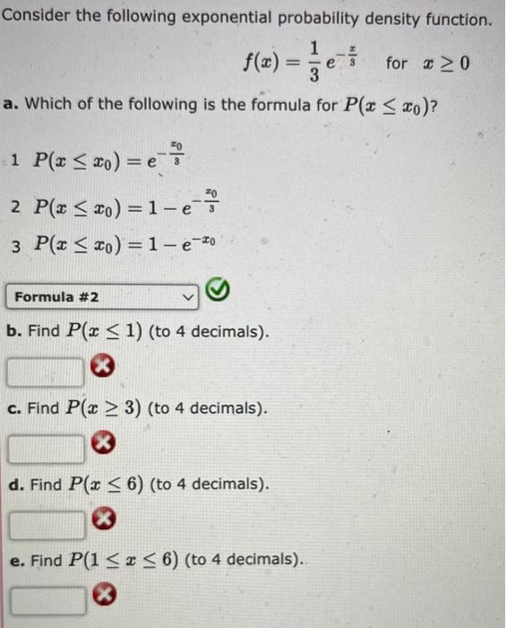 Solved Consider the following exponential probability | Chegg.com