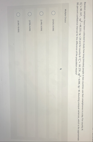 Solved Random samples have been collected to study how long | Chegg.com