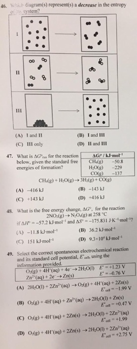 Solved diagram(s) represent(s) a decrease in the entropy | Chegg.com