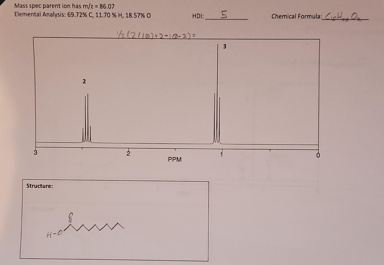 Solved Mass spec parent ion has m/z= 86.07 Elemental | Chegg.com