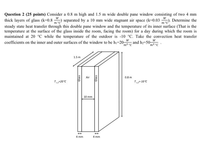 Solved Question 2 (25 points) Consider a 0.8 m high and 1.5 | Chegg.com