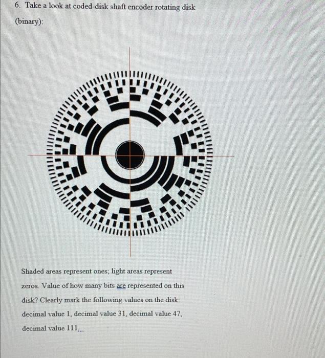 Solved a 6. Take a look at coded-disk shaft encoder rotating | Chegg.com