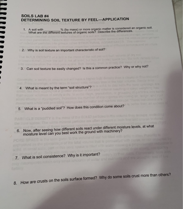 Solved SOILS LAB #4 DETERMINING SOIL TEXTURE BY | Chegg.com