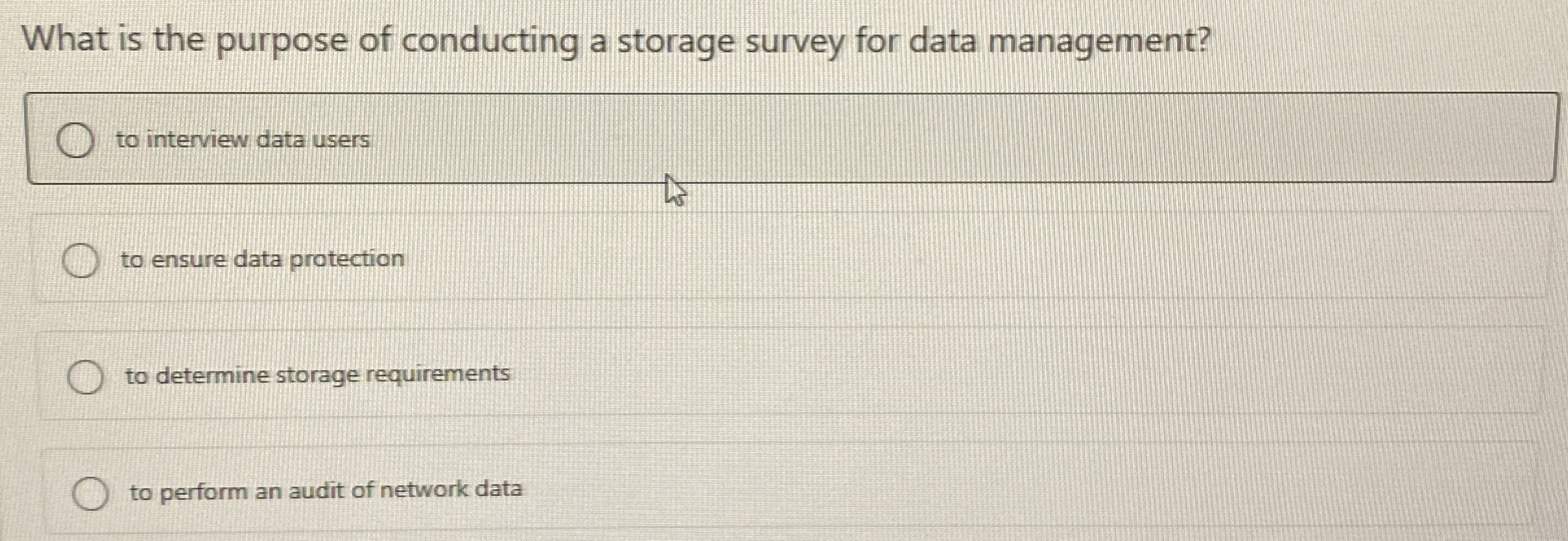 Solved What is the purpose of conducting a storage survey | Chegg.com