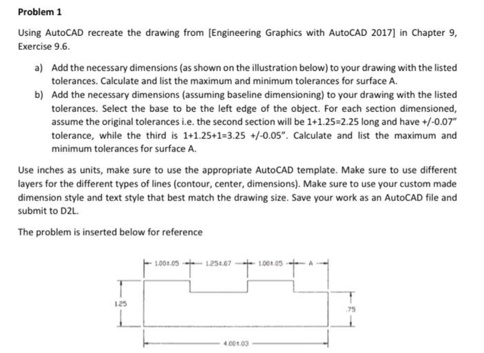 Solved Problem 1 Using AutoCAD recreate the drawing from | Chegg.com