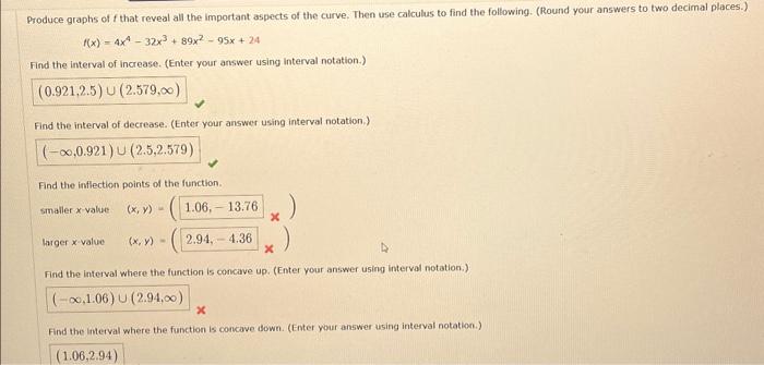 Solved Produce graphs of f that reveal all the important | Chegg.com
