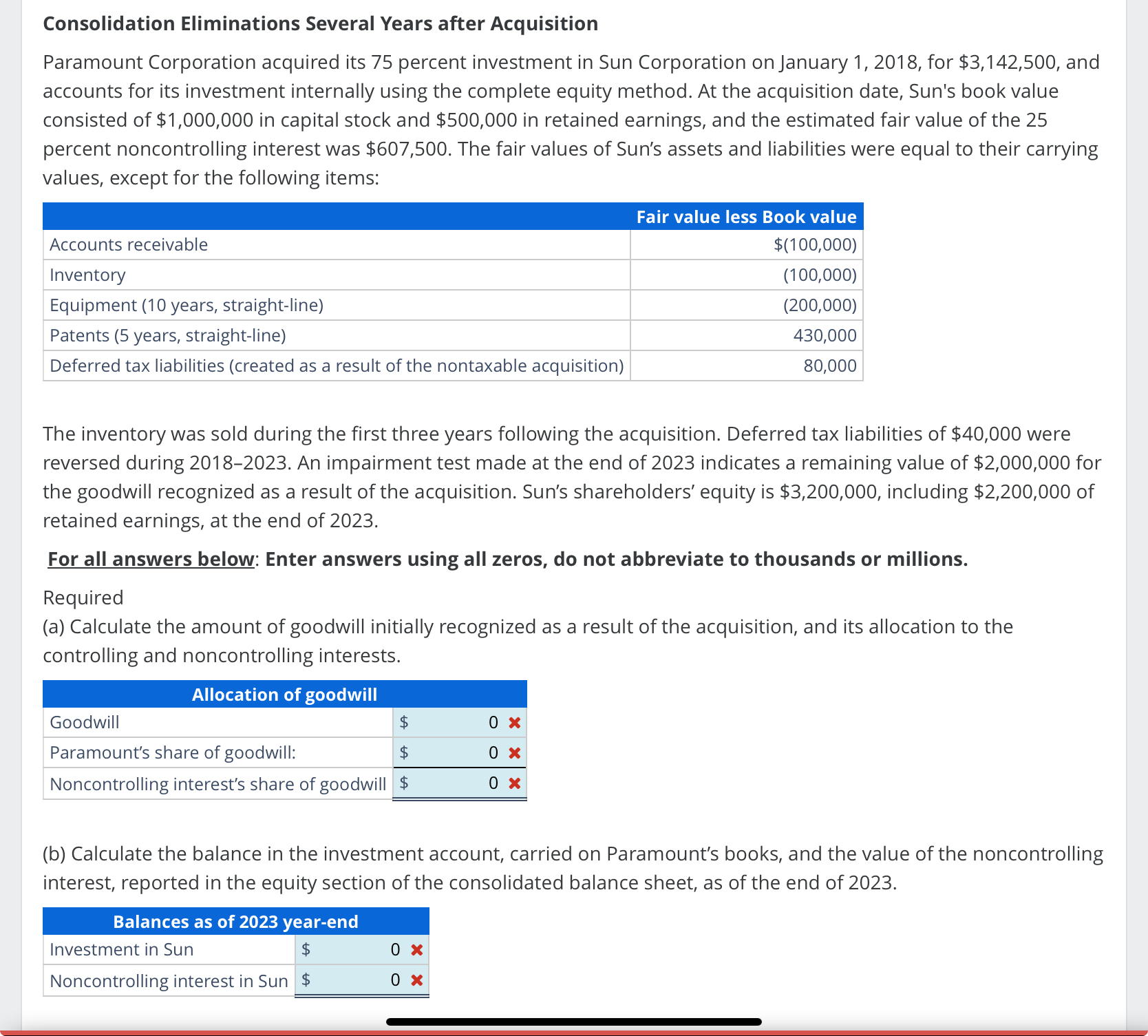 Solved Consolidation Eliminations Several Years after | Chegg.com
