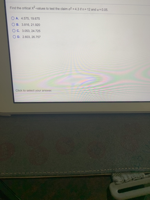 Solved Find the critical X2-values to test the claim o2 = | Chegg.com