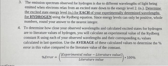question 4 lab 2. atomic emission spectrum. | Chegg.com