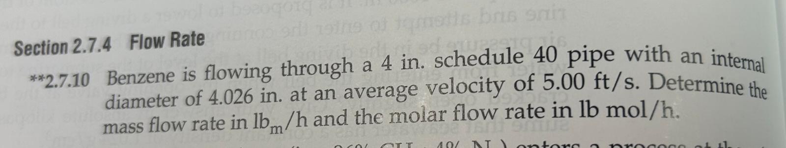 Solved Section 2.7.4 ﻿Flow Rate**2.7.10 ﻿Benzene is flowing | Chegg.com