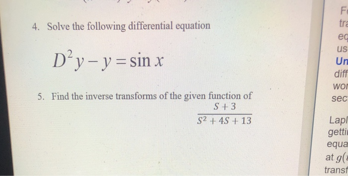 Solved 4. Solve the following differential equation ec us | Chegg.com