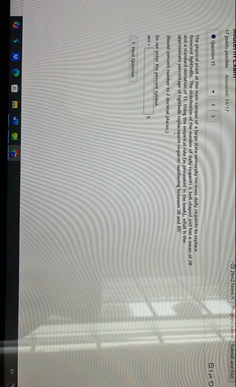 Solved 17 ﻿points possibleAnswered: 14/17Question 151 ﻿ptThe | Chegg.com